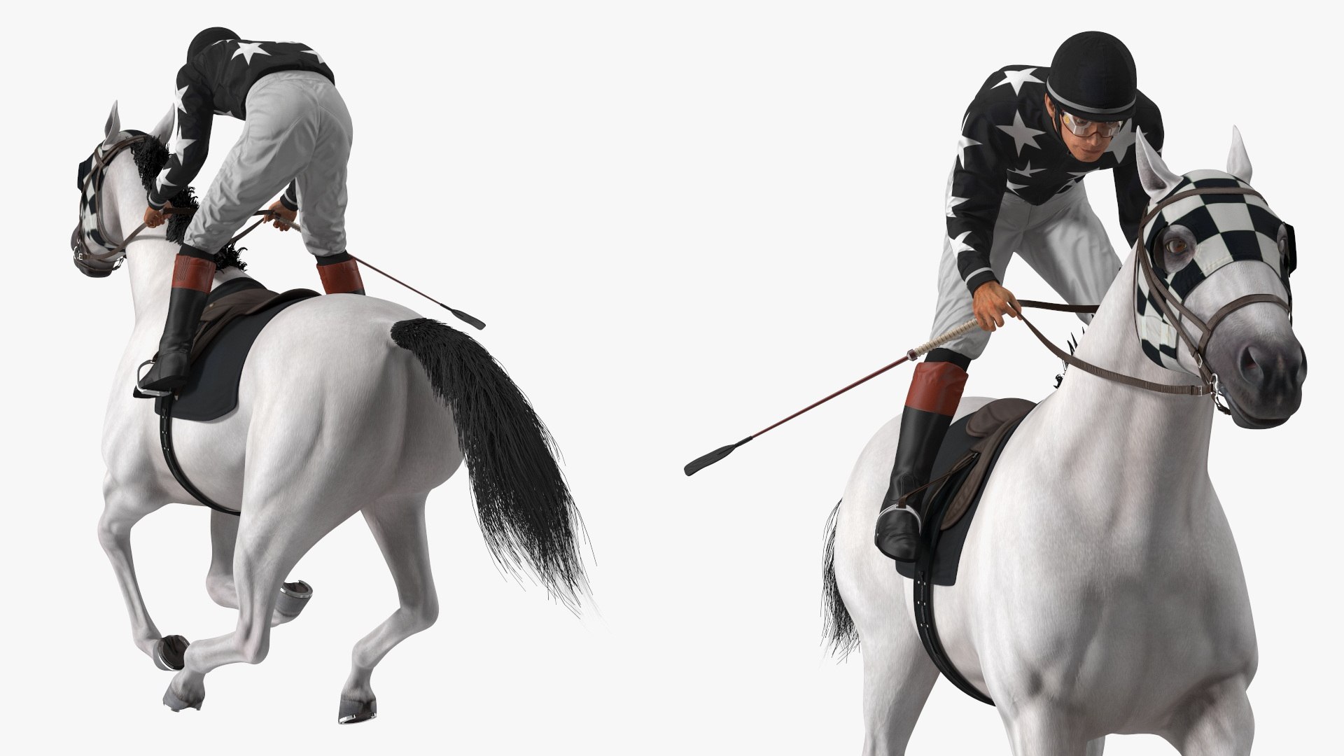 3D White Racing Horse With Jokey Gallop Model - TurboSquid 2366208