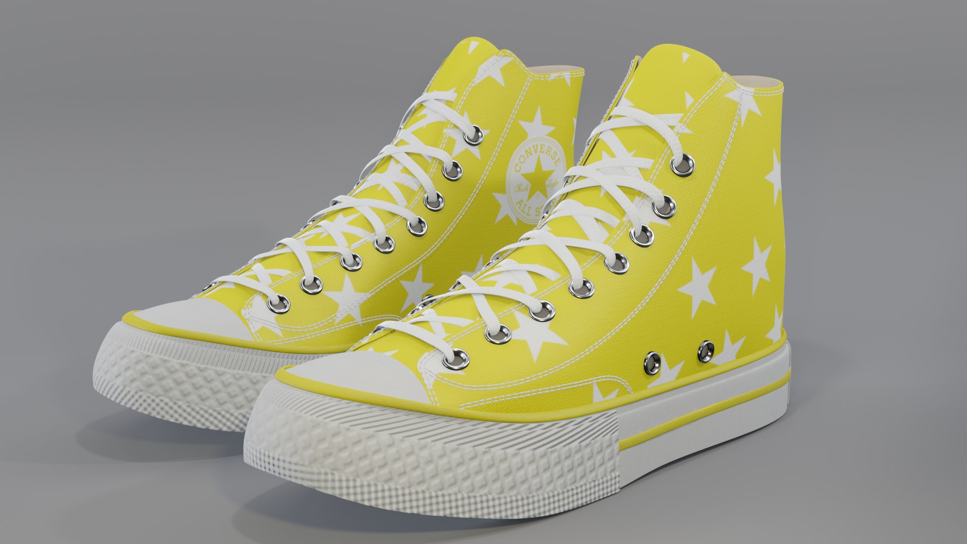 3D Basketball Leather Shoes Converse All Star Yellow Stars - TurboSquid ...