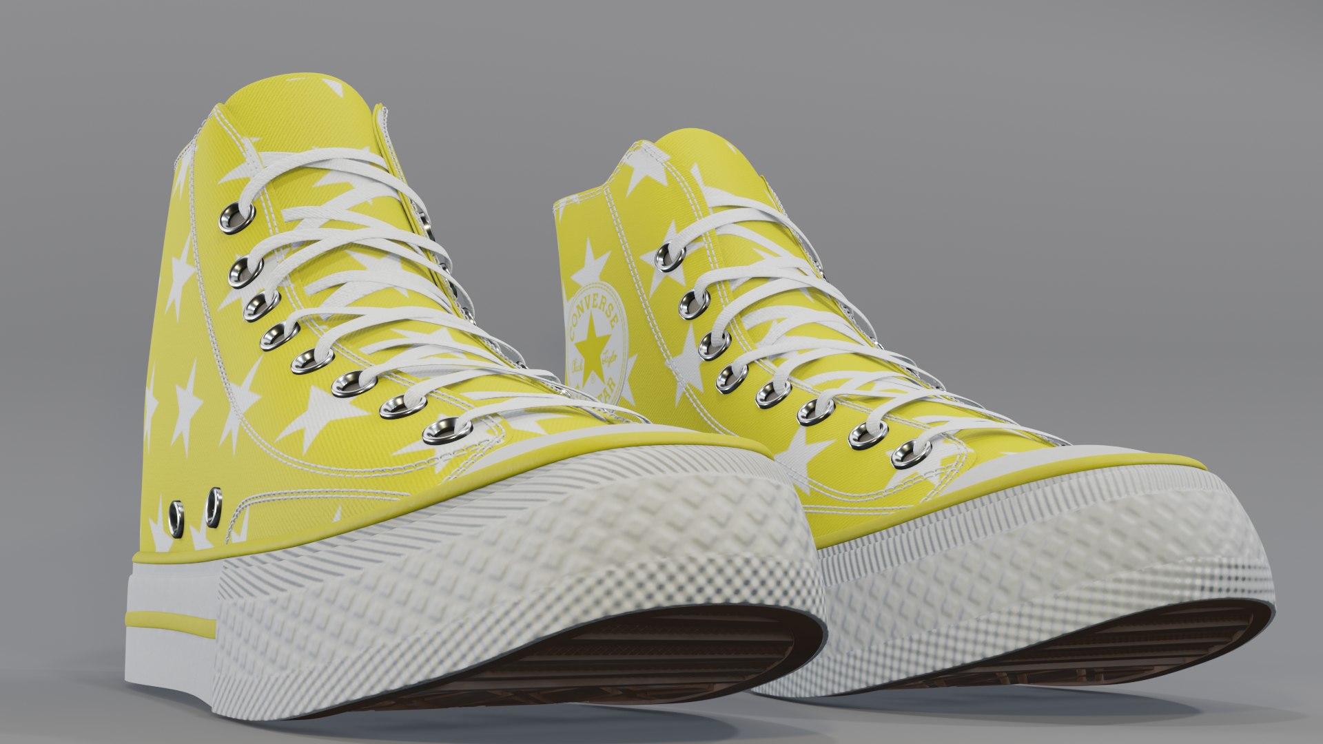 3D Basketball Leather Shoes Converse All Star Yellow Stars - TurboSquid ...