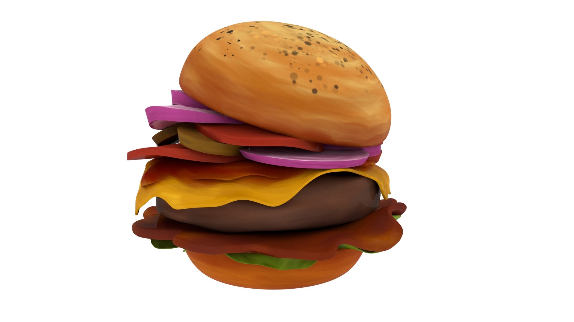 3D Cartoon Burger Stylized Model - TurboSquid 2072812