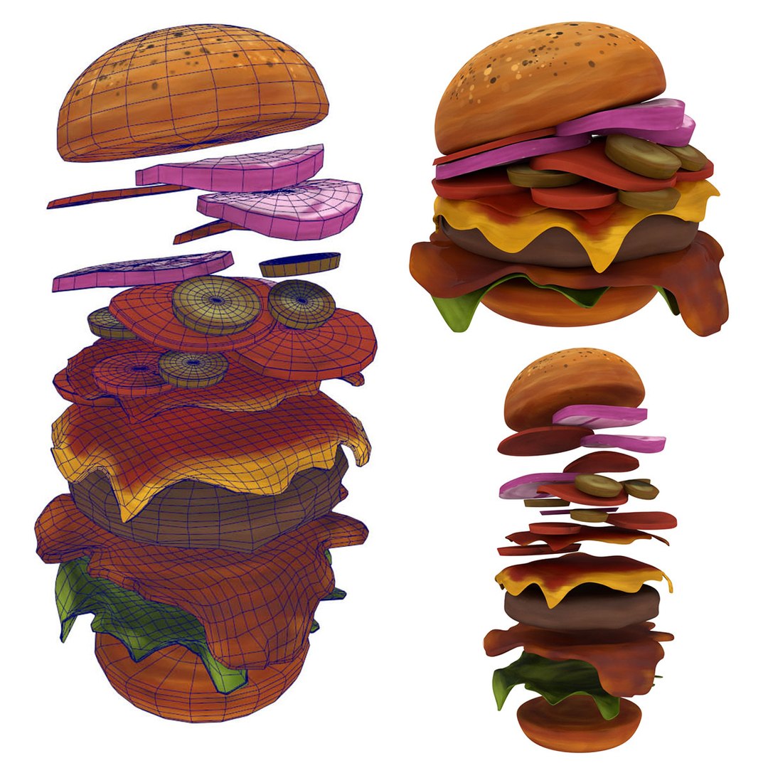 3D Cartoon Burger Stylized Model - TurboSquid 2072812