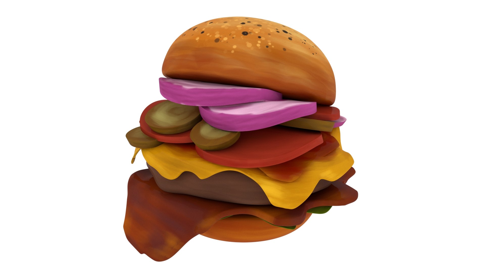 3D Cartoon Burger Stylized Model - TurboSquid 2072812