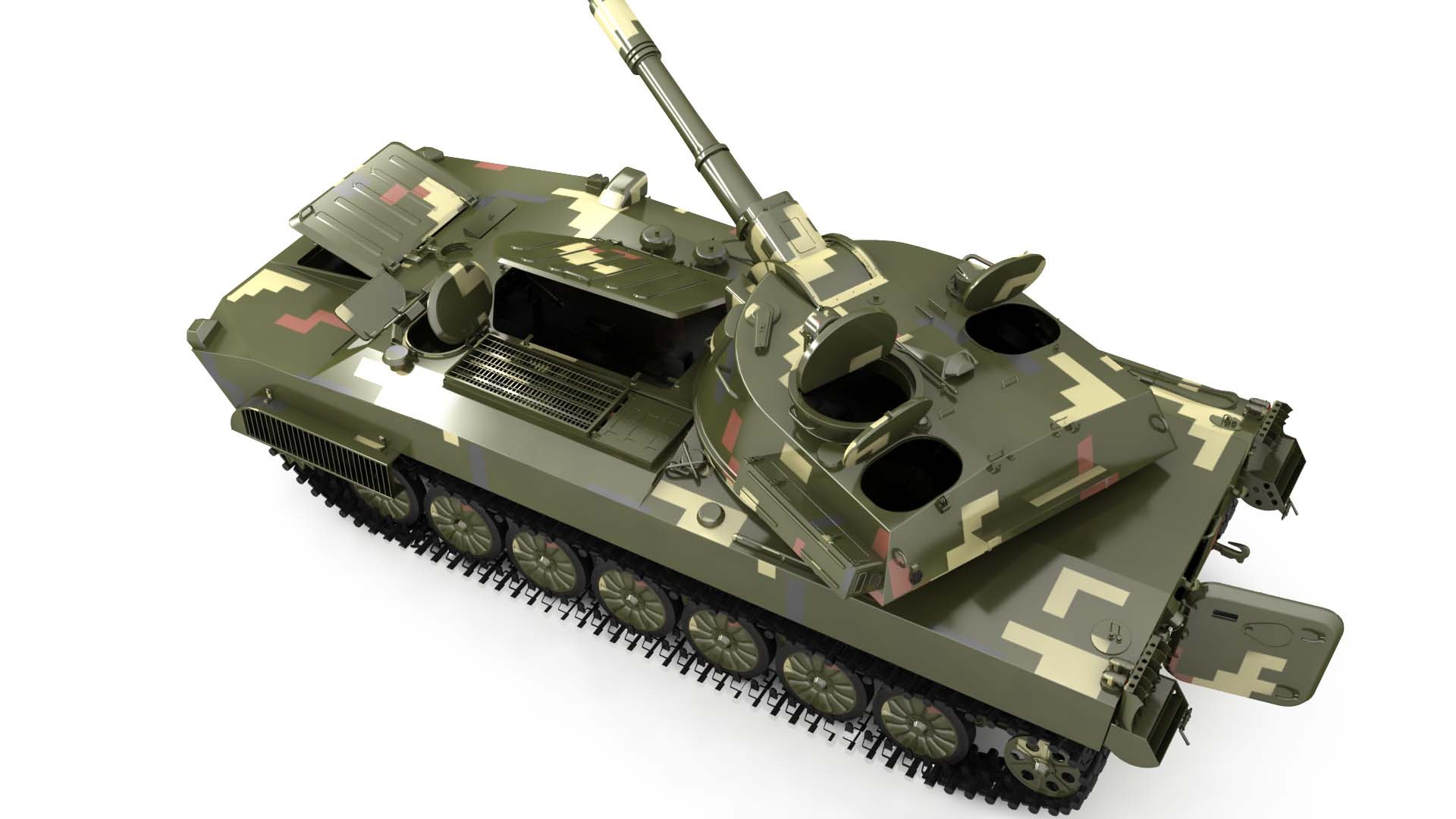 Howitzer 2C1 Animated 3D Model - TurboSquid 2164696