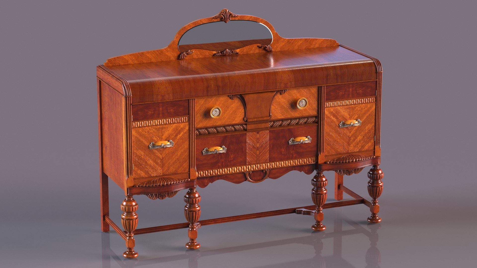 3D Waterfall Vintage Sideboard - TurboSquid 2003726