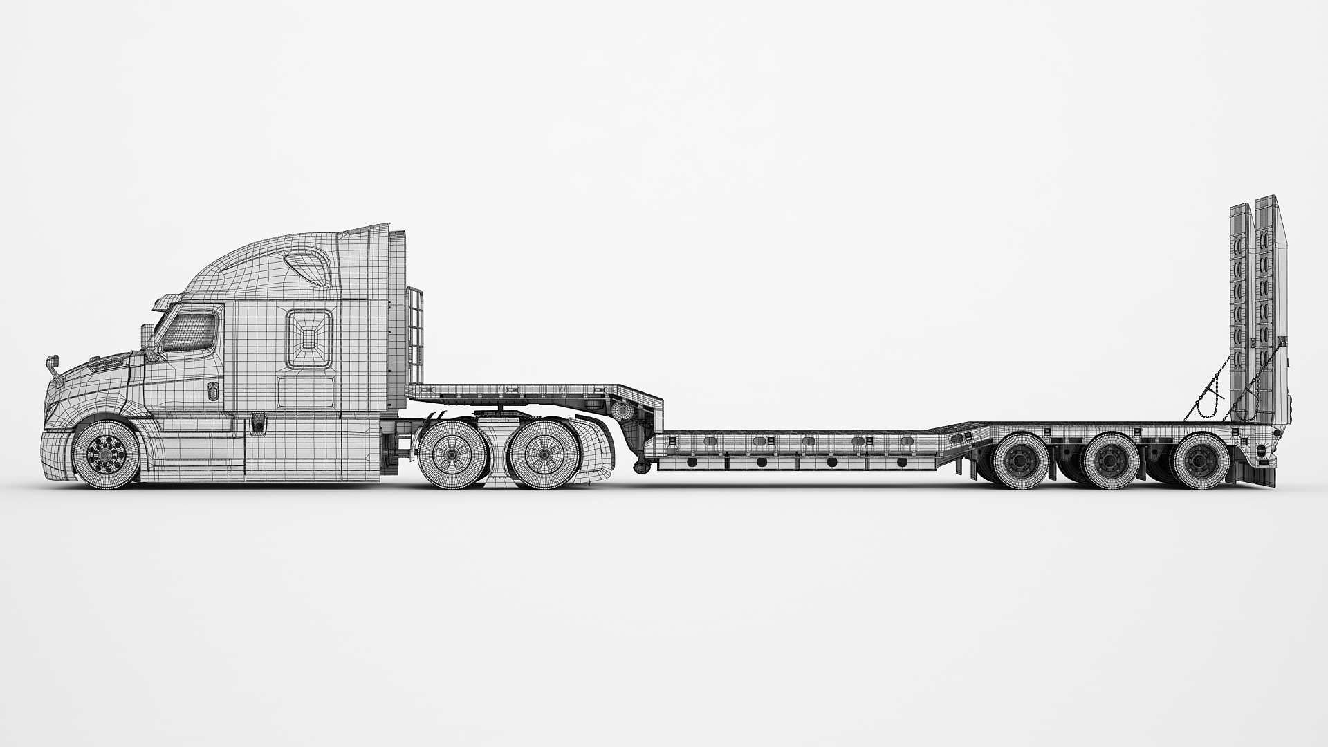 Semi Truck Generic Drake Trailer 05 Model - TurboSquid 1835421