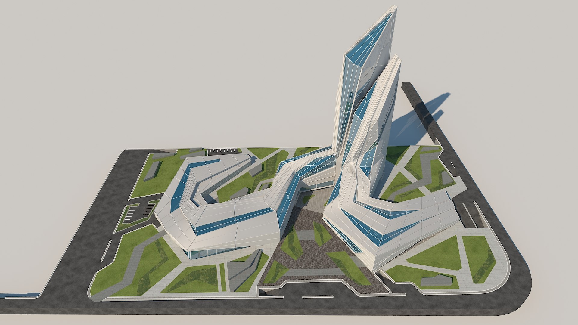 Deconstructivism Twin Skyscraper Tower 3D Model - TurboSquid 1881469