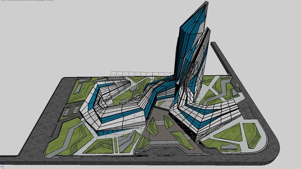 Deconstructivism Twin Skyscraper Tower 3D model - TurboSquid 1881469