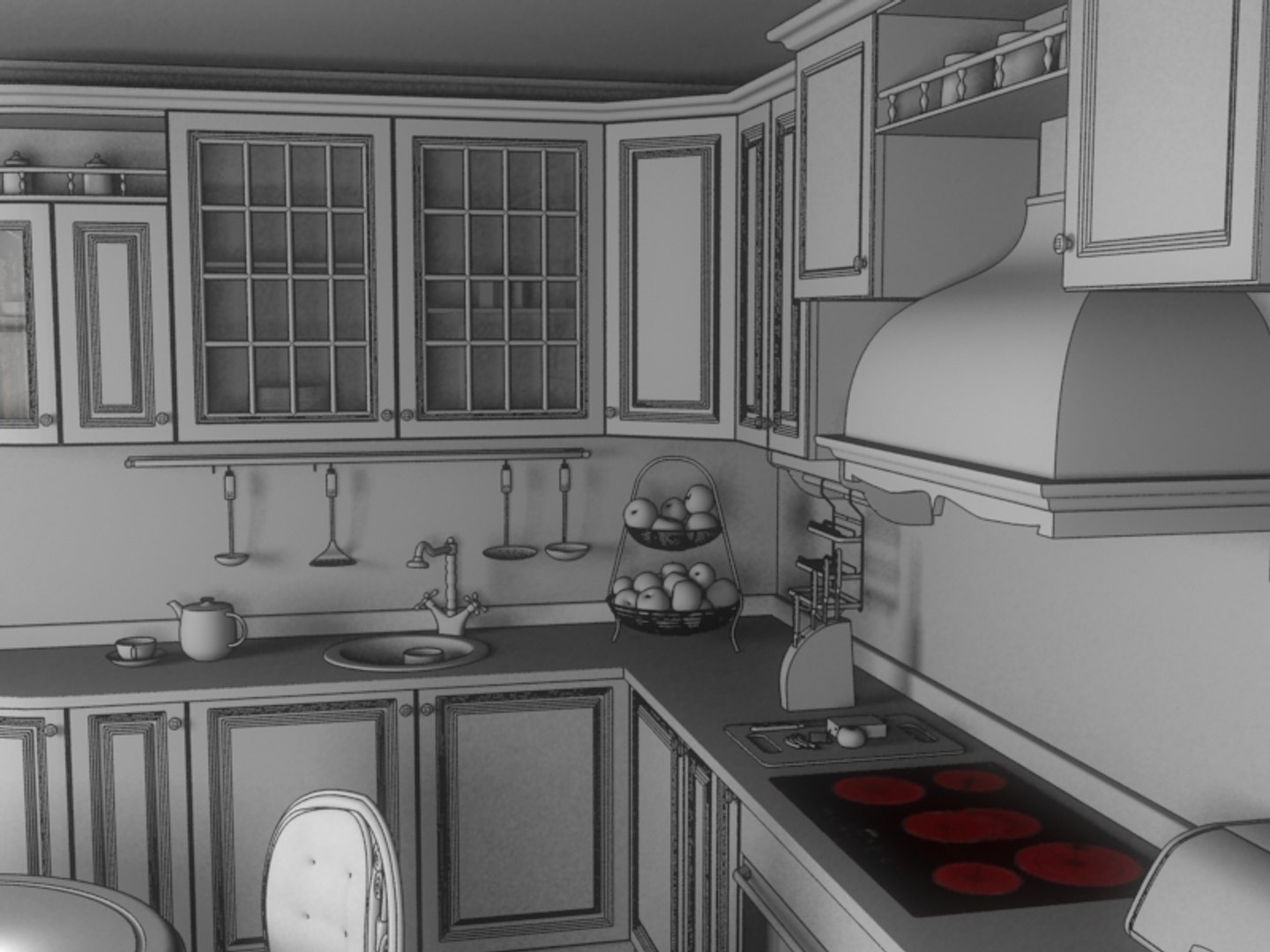 Classic Kitchen Scene 3d Model