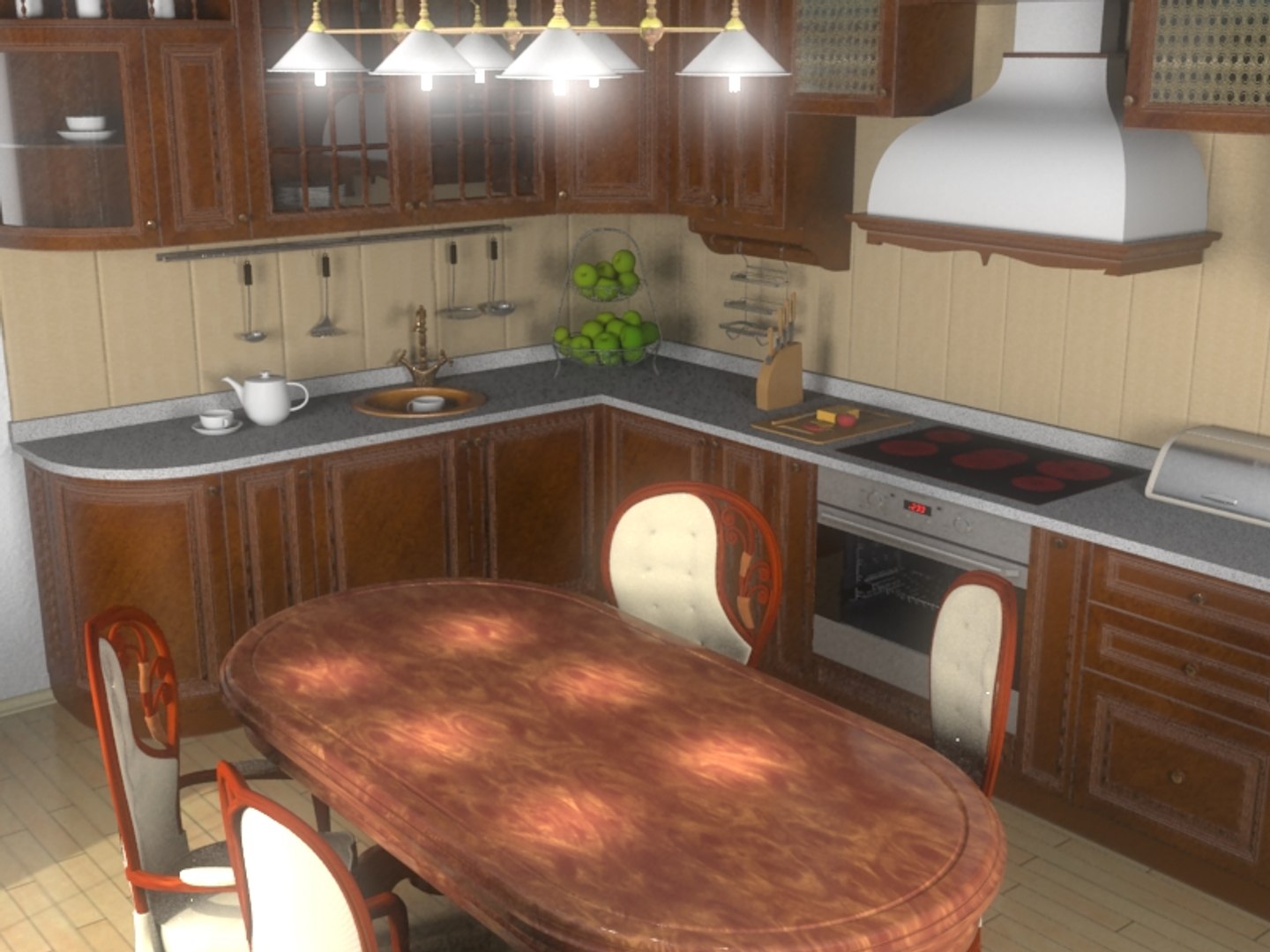 Classic Kitchen Scene 3d Model
