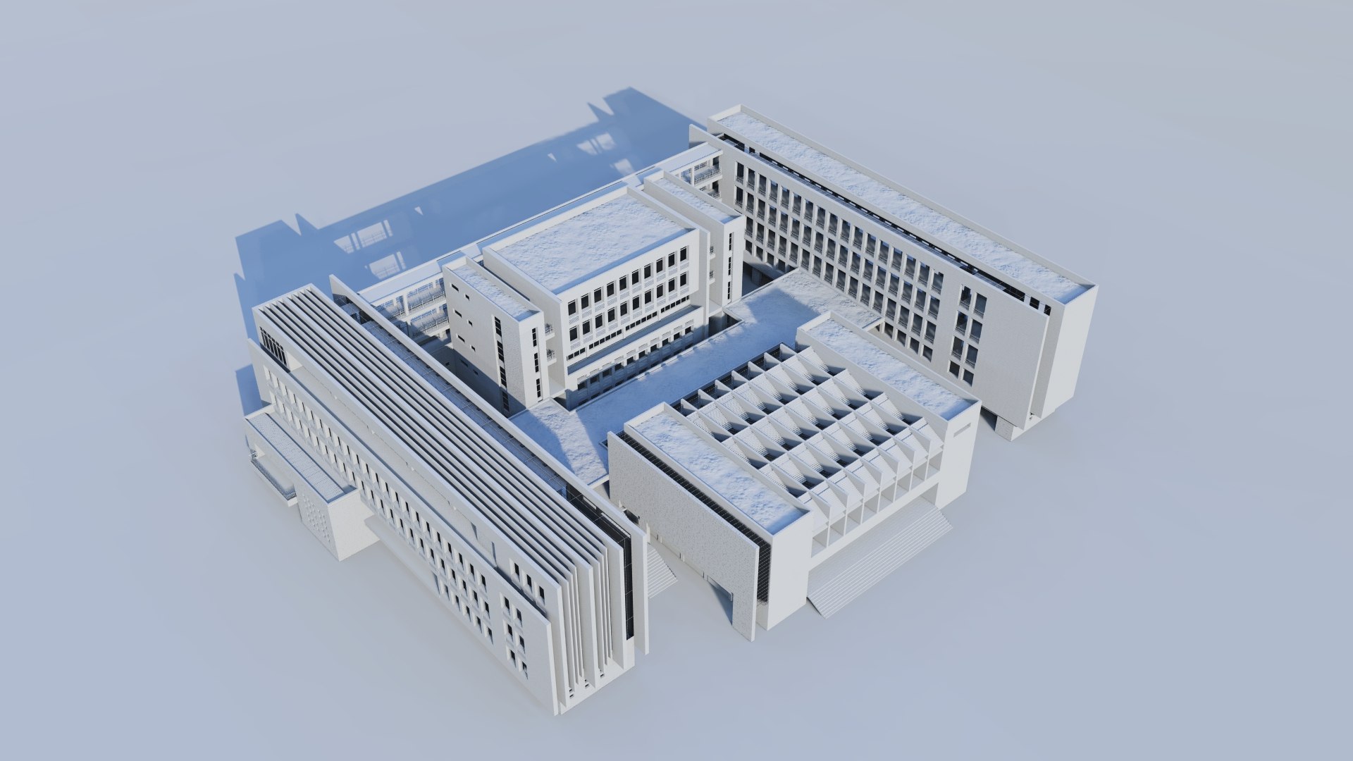 Modern Sustainable School Building With Roof Garden 3D Model ...