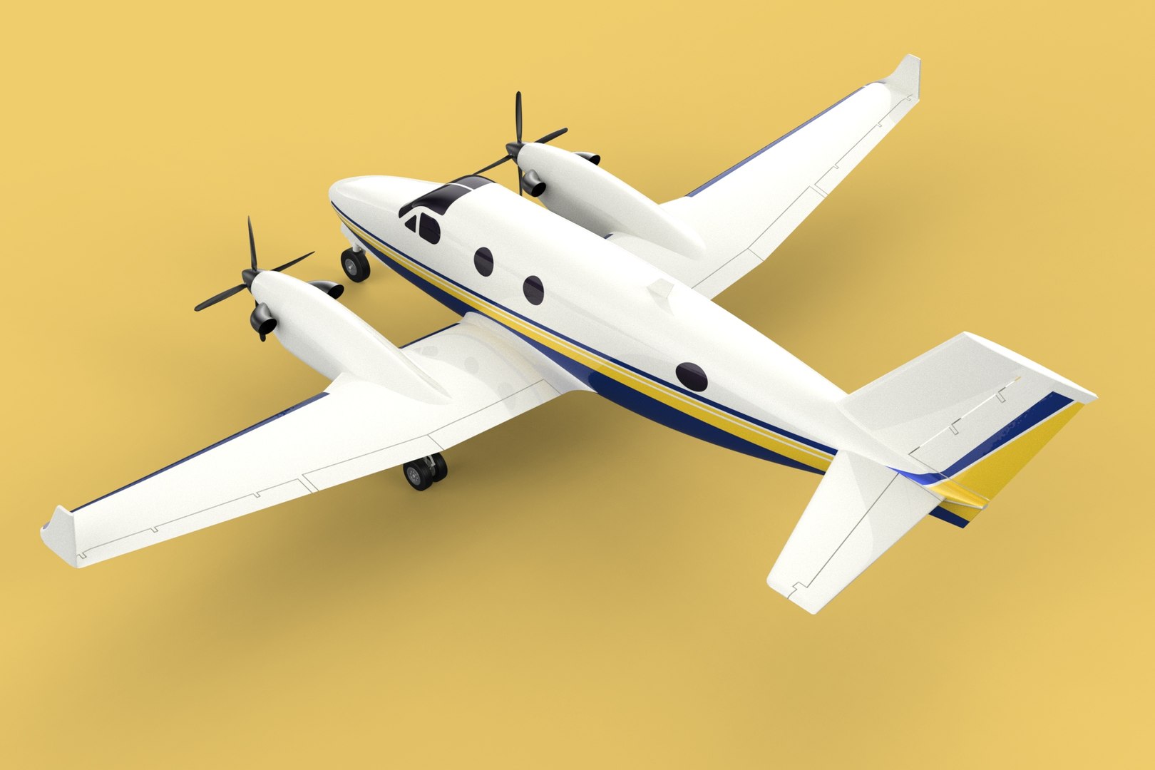 BUSINESS EXECUTIVE JET AIRPLANE AIRCRAFT TURBOPROP TWIN ENGINE 3D ...