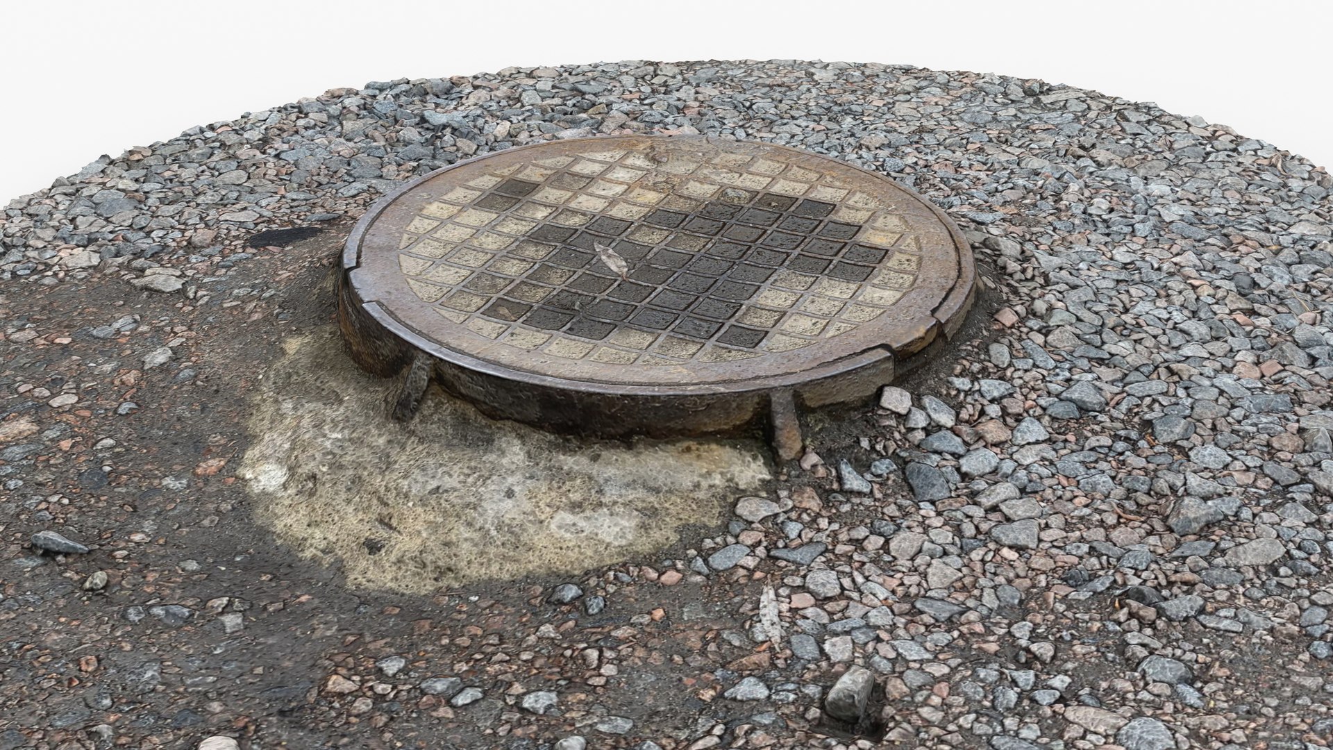 3D Photorealistic 3D Scan Of Manhole Hatch Cover Sewer Manhole Model ...