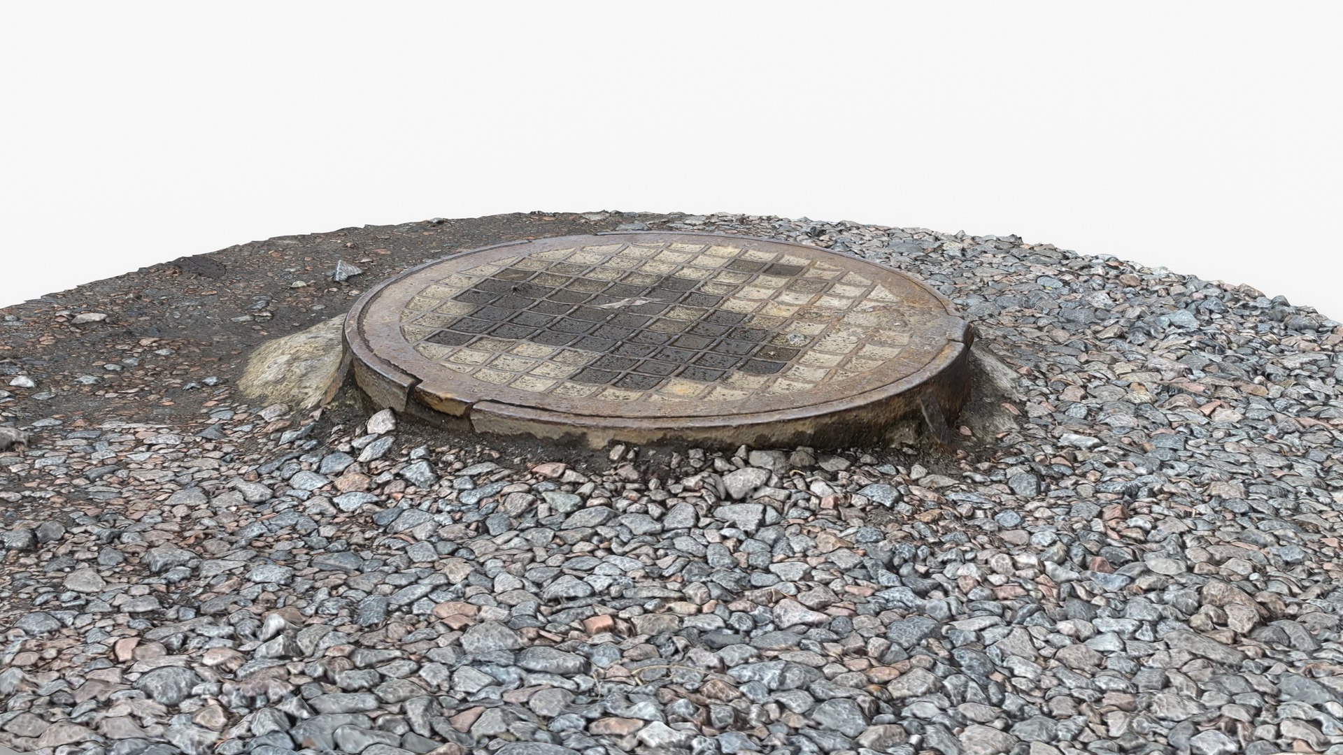 3D Photorealistic 3D Scan Of Manhole Hatch Cover Sewer Manhole Model ...