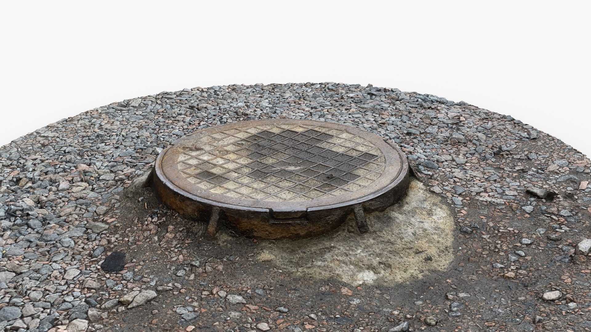 3D Photorealistic 3D Scan Of Manhole Hatch Cover Sewer Manhole Model ...