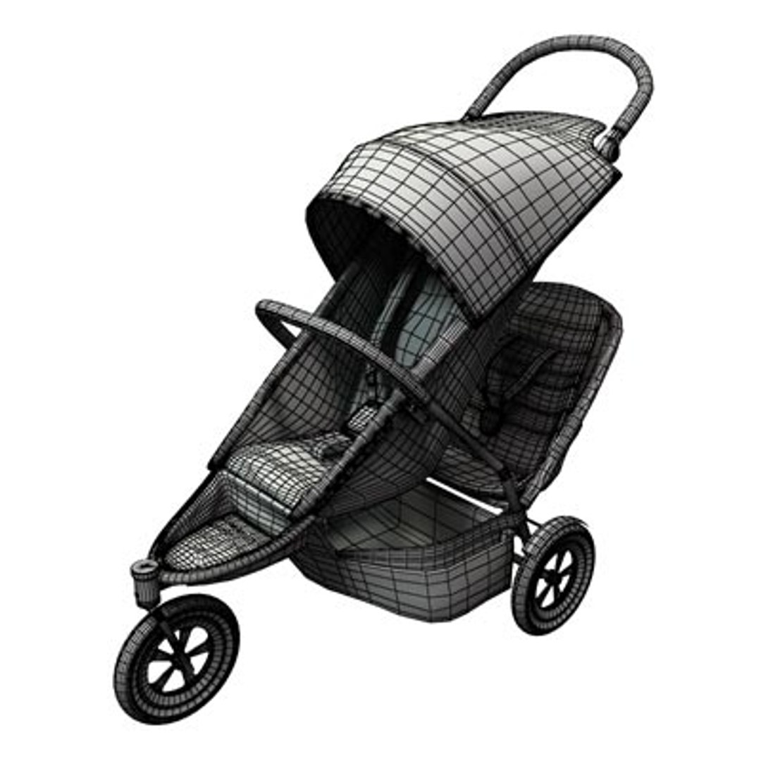 Double Sport Stroller Baby 3d Model