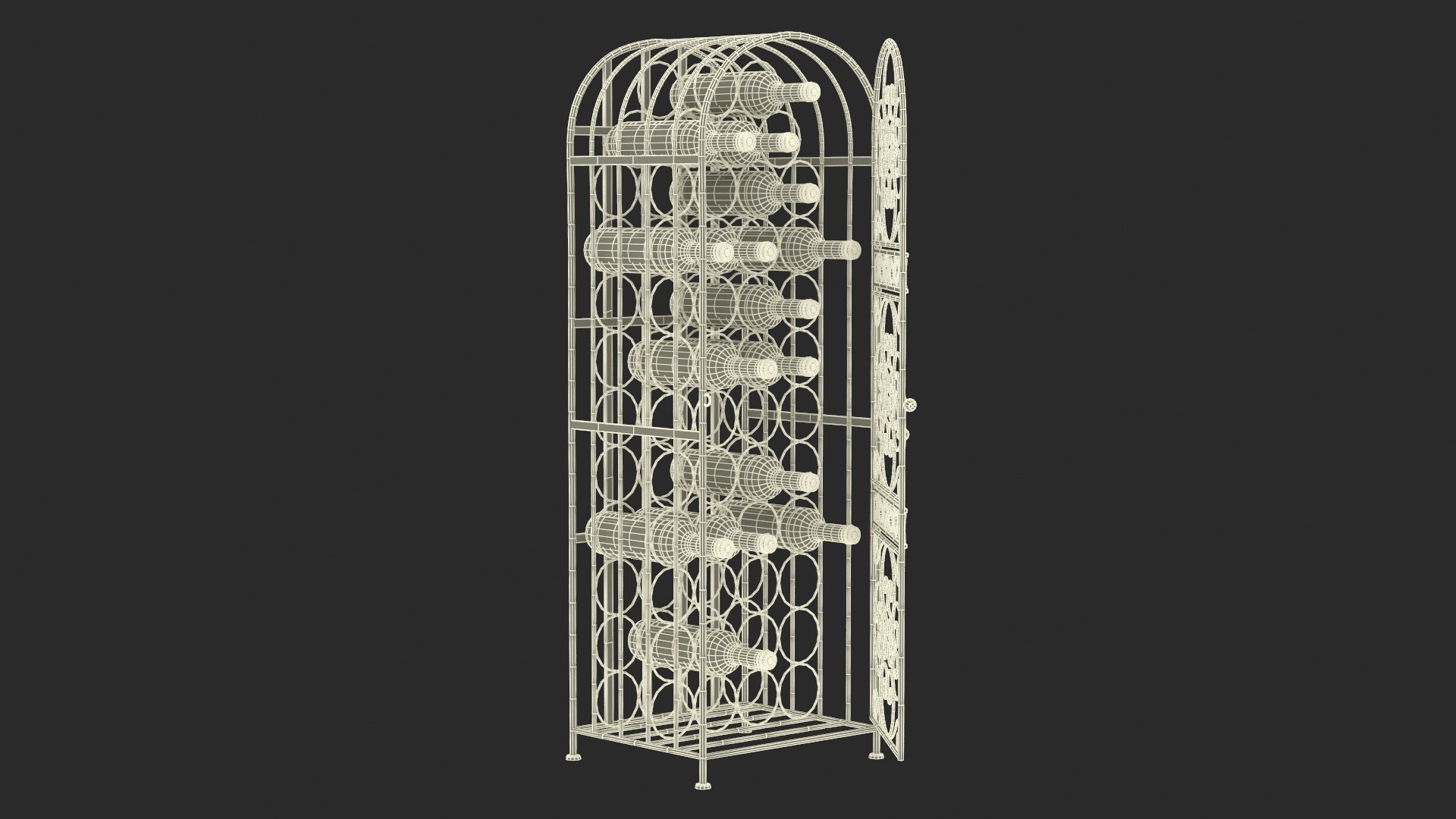 3D Lockable Rack With Wine Bottles Open - TurboSquid 2296448