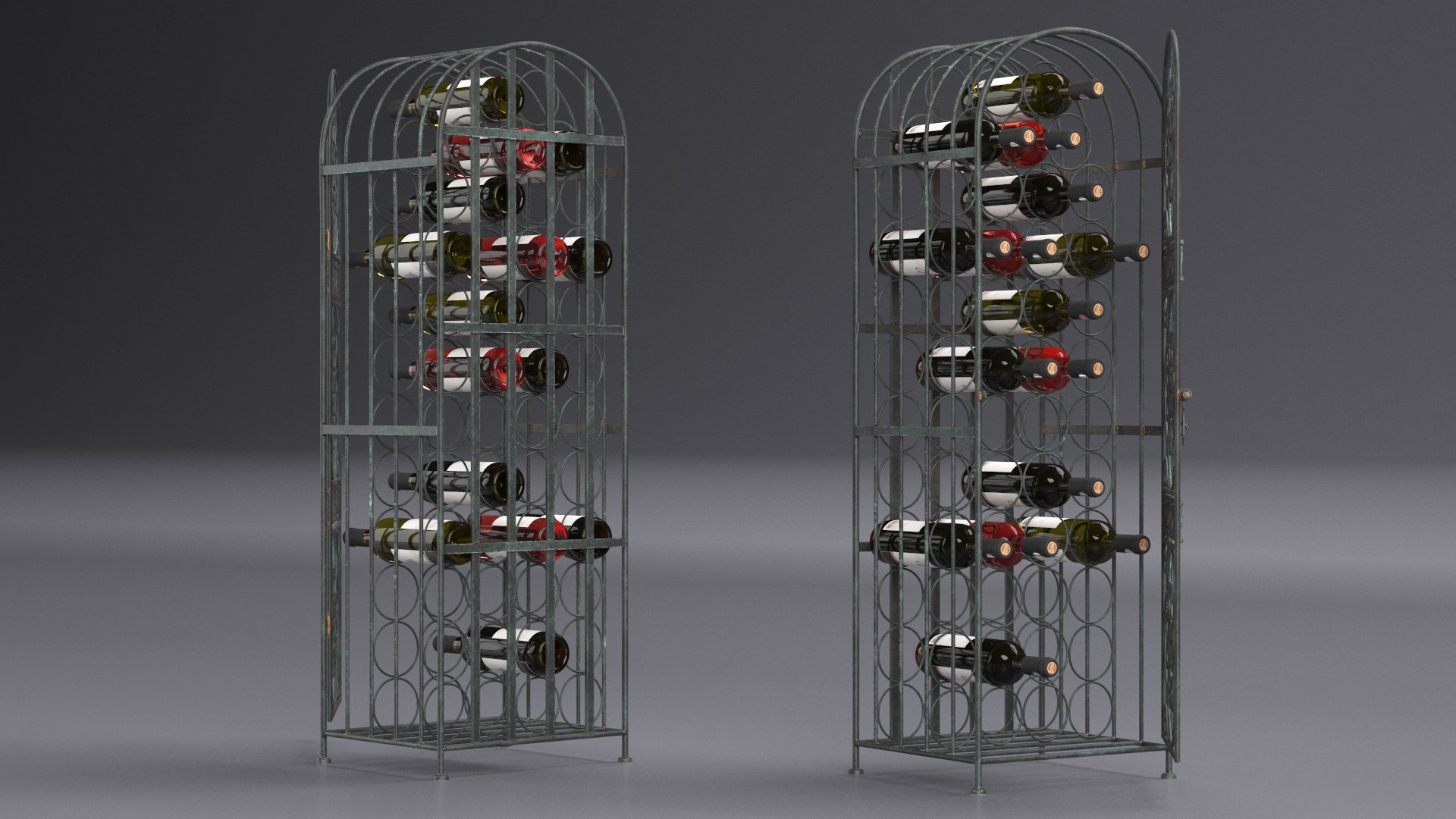 3D Lockable Rack With Wine Bottles Open - TurboSquid 2296448