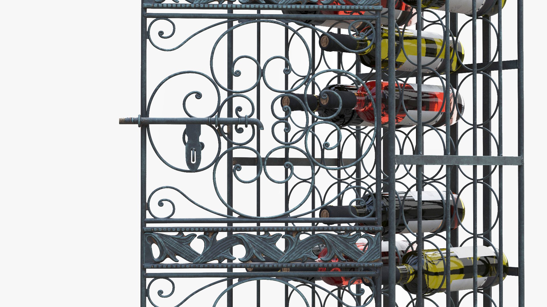 3D Lockable Rack With Wine Bottles Open - TurboSquid 2296448