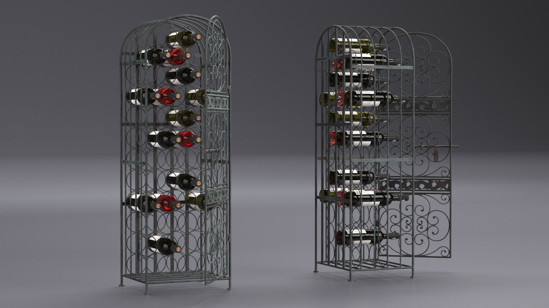 3D Lockable Rack With Wine Bottles Open - TurboSquid 2296448