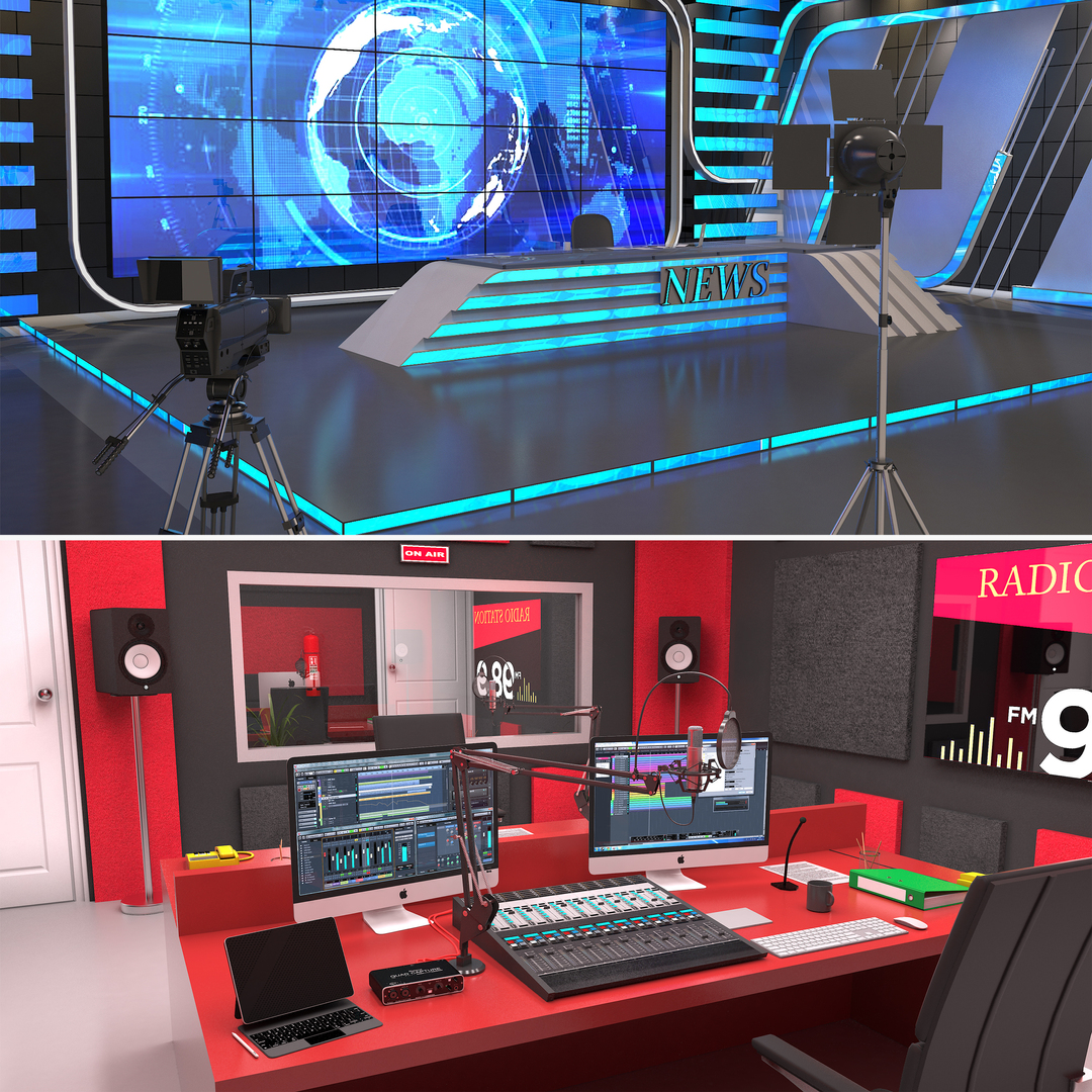 3D TV Studio and Radio Studio model - TurboSquid 1823978