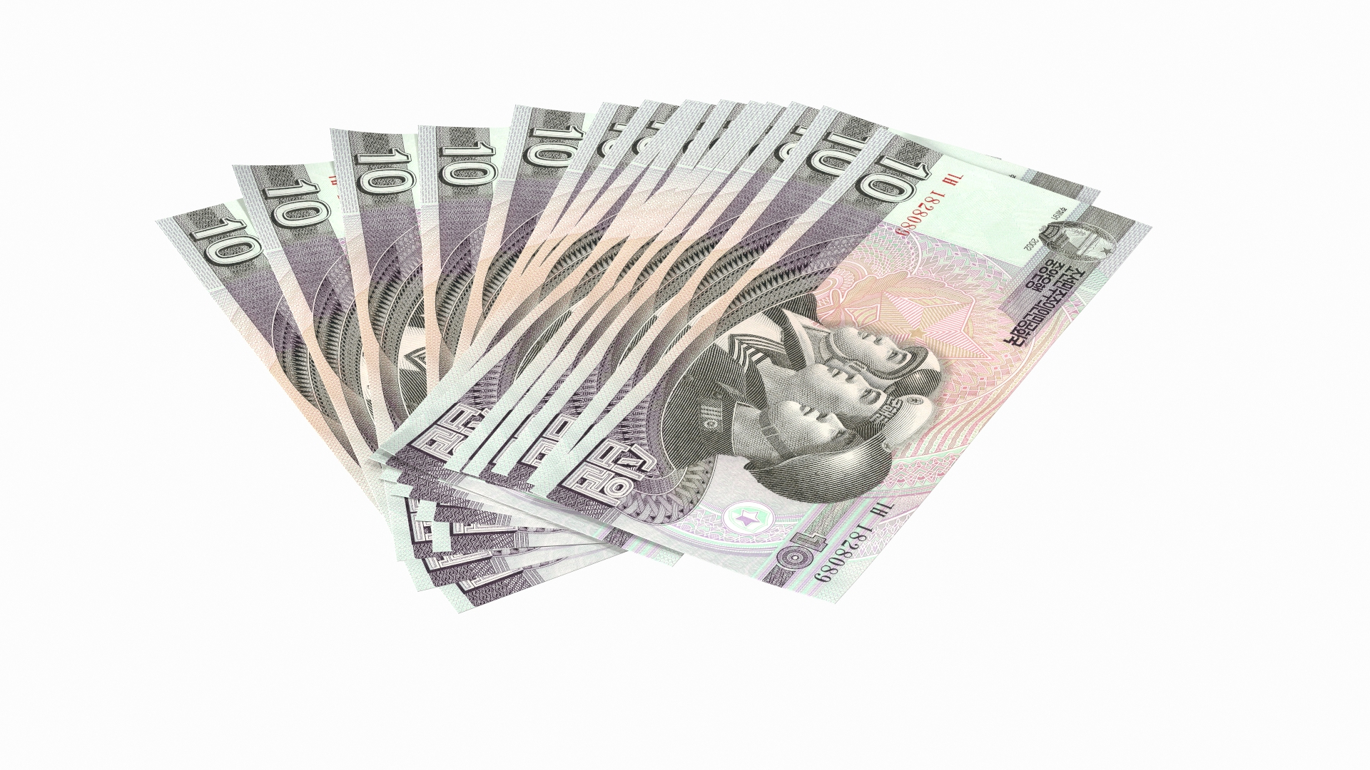 3D Fan Shaped North Korea 10 Won Banknotes - TurboSquid 1726065