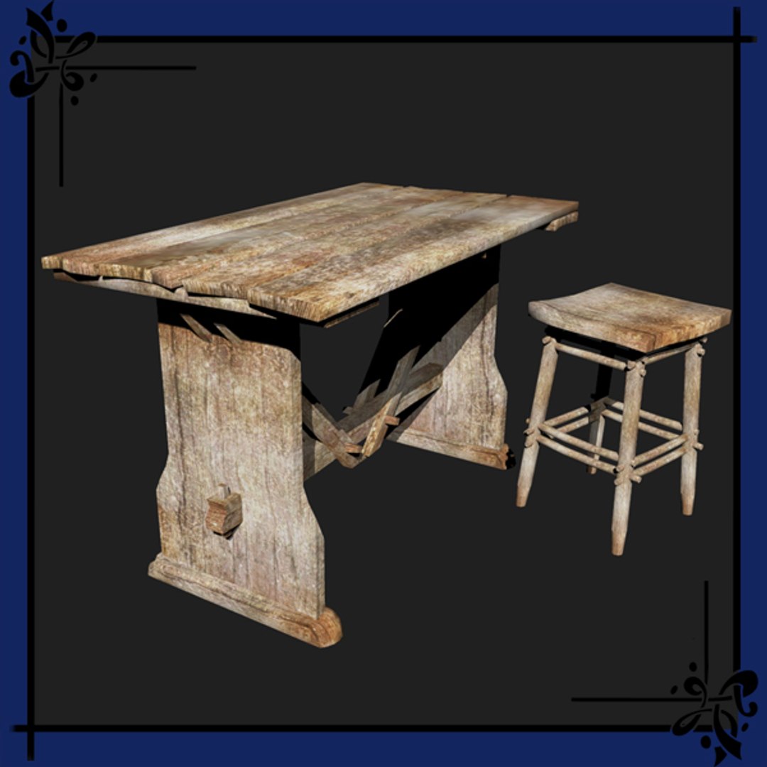 3d Model Of Fantasy Style Table Stool
