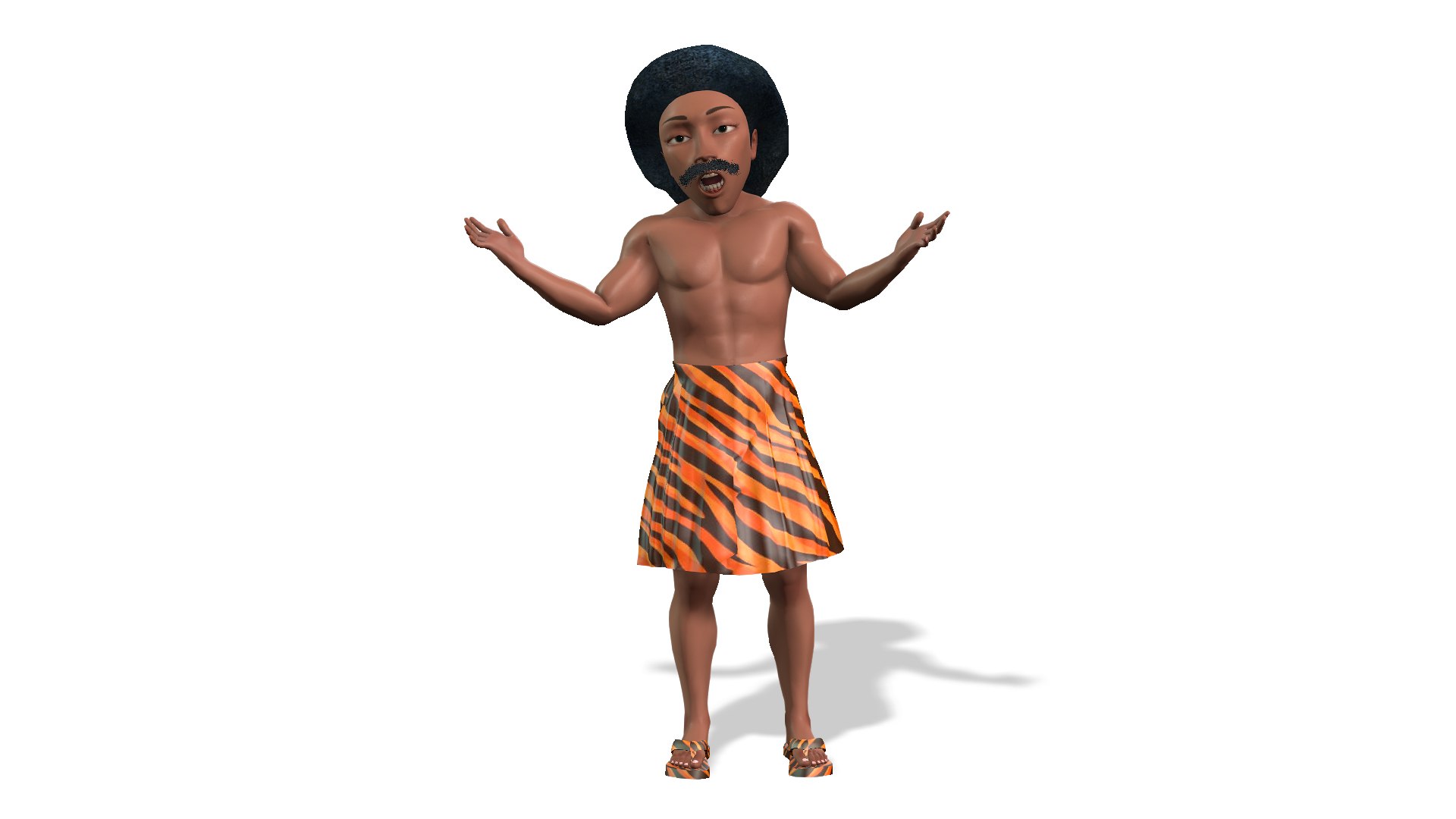 3D Cartoon Afro CaveMan Model - TurboSquid 1767933