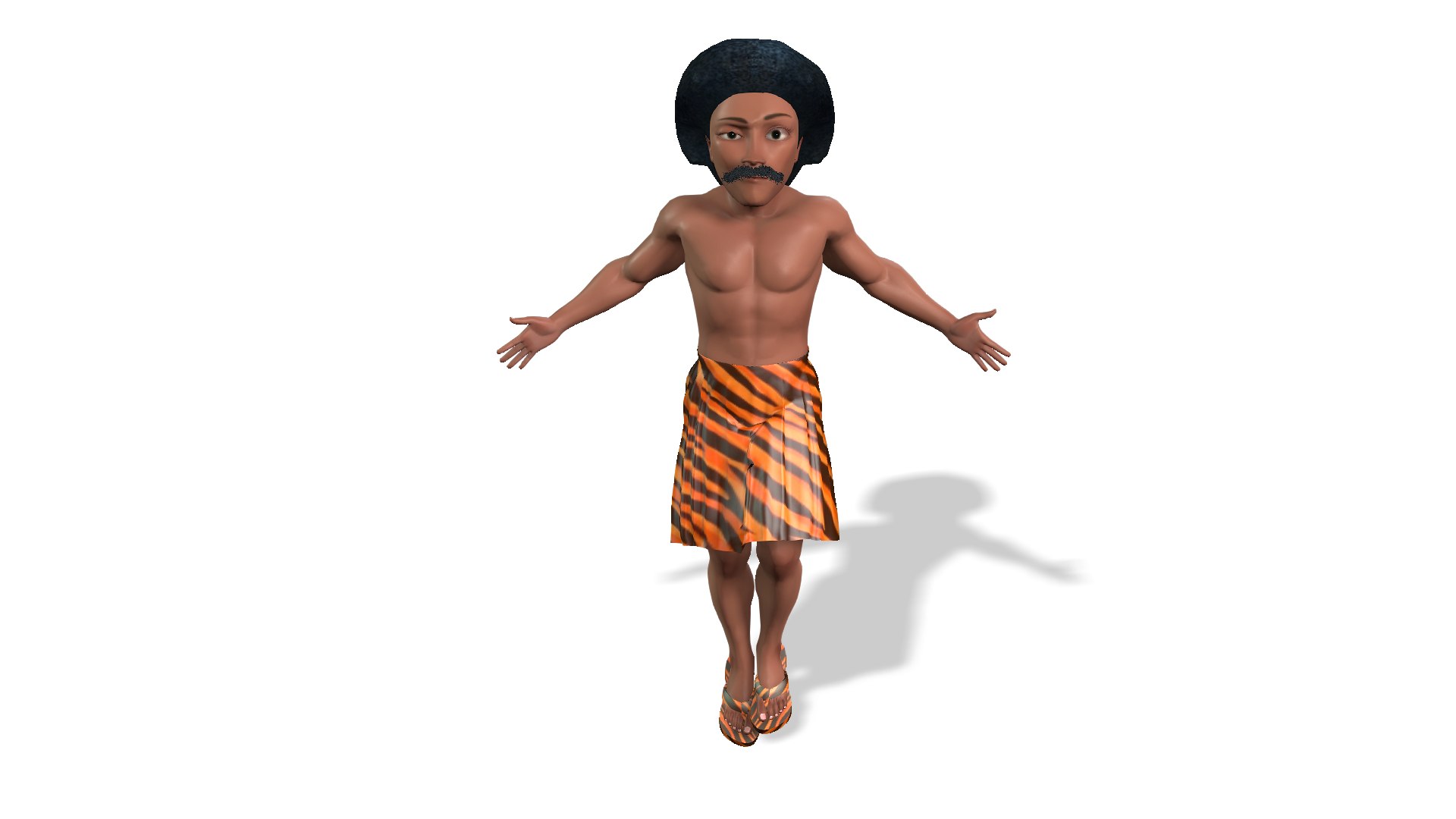 3D Cartoon Afro CaveMan Model - TurboSquid 1767933