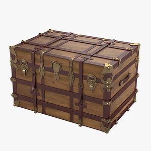 3d model of sleek metal trunk set
