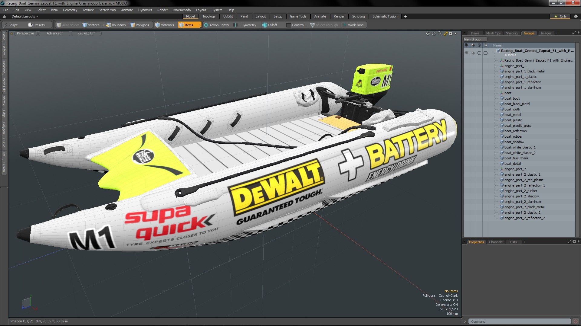 Racing Boat Gemini Zapcat F1 With Engine Grey 3D Model - TurboSquid 1942251