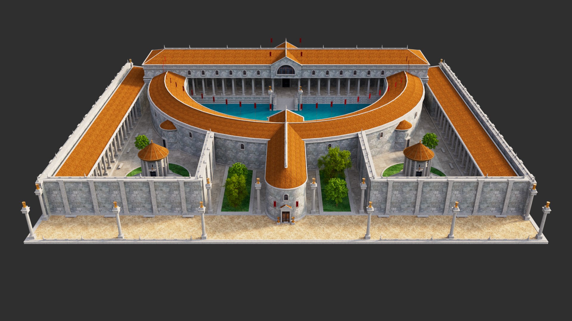 3D Ancient Roman Baths Pool - TurboSquid 2339817