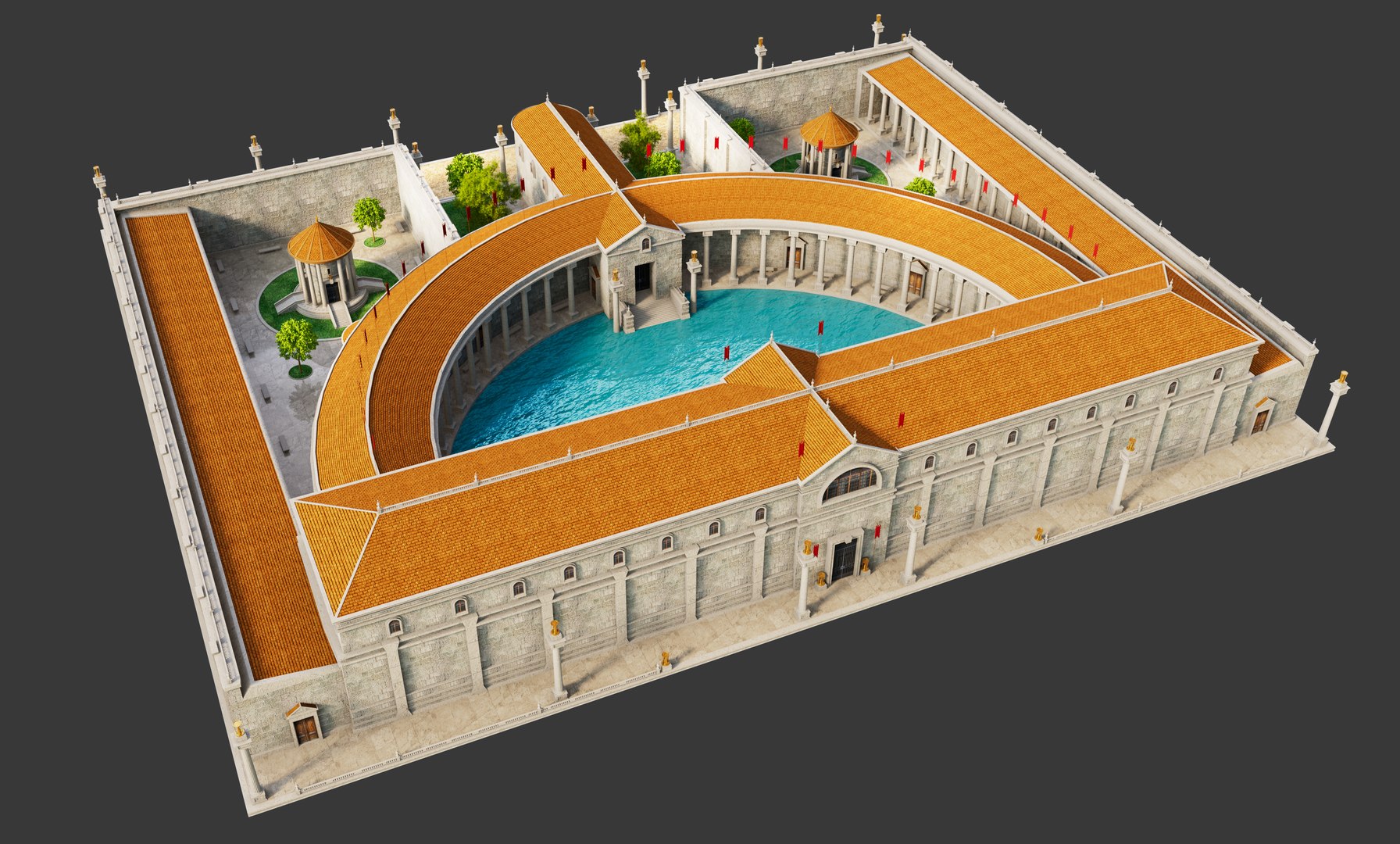 3D Ancient Roman Baths Pool - TurboSquid 2339817