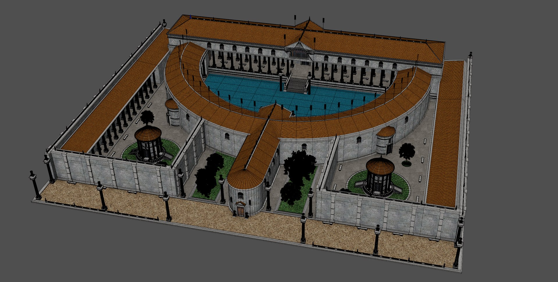 3D Ancient Roman Baths Pool - TurboSquid 2339817