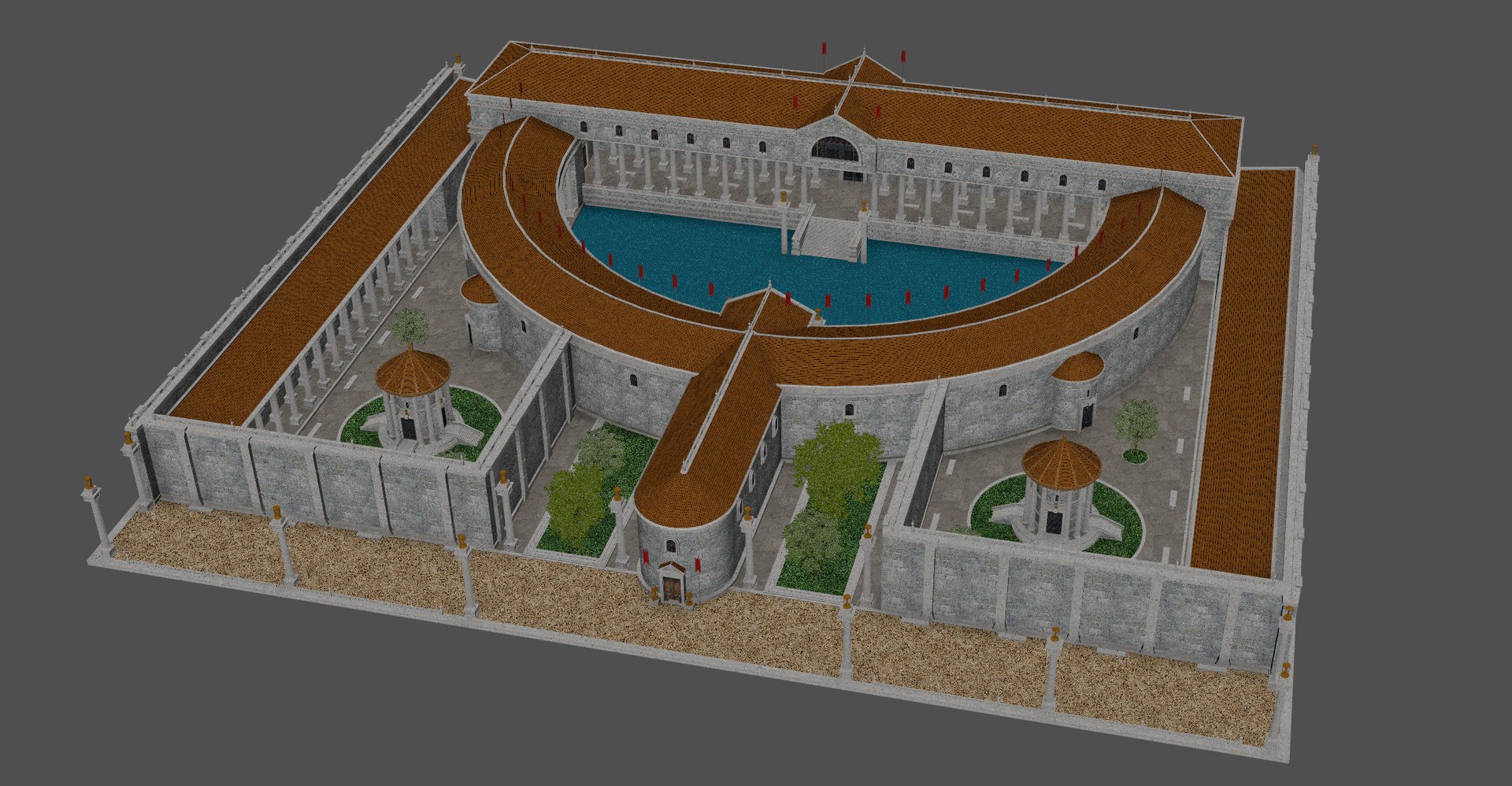 3D Ancient Roman Baths Pool - TurboSquid 2339817