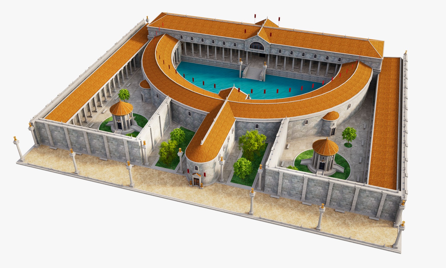 3D Ancient Roman Baths Pool - TurboSquid 2339817