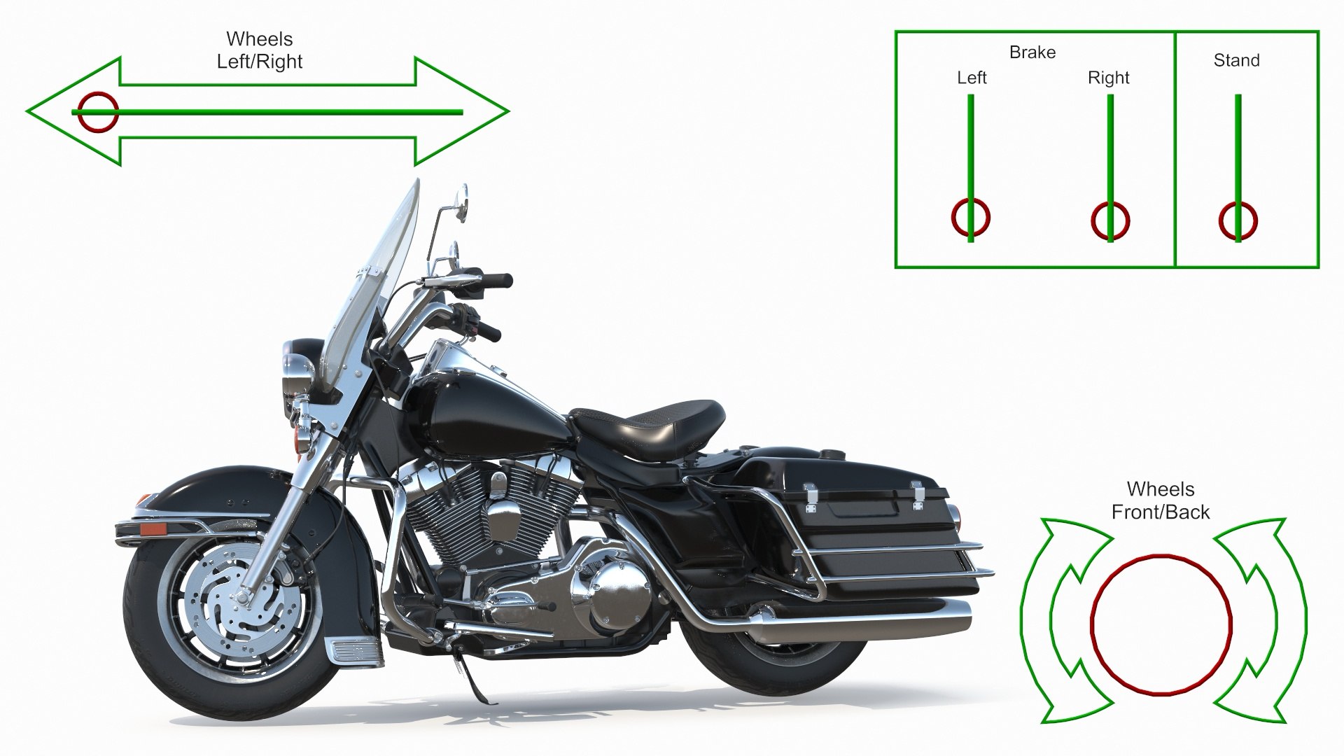 Classic Road King Motorcycle Black Rigged 3D Model - TurboSquid 2321634