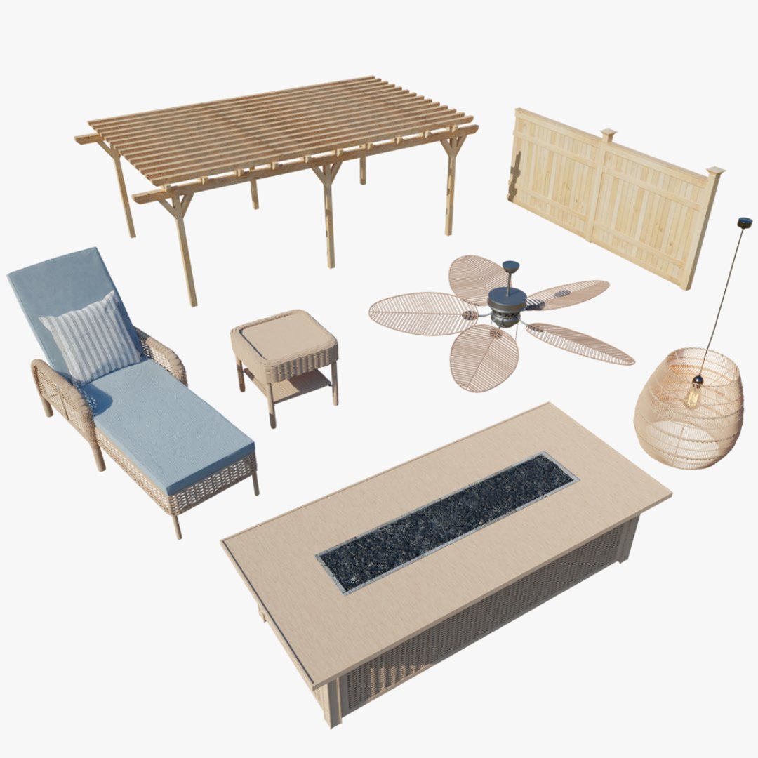 Outdoor Patio Set 3D Model - TurboSquid 1590203