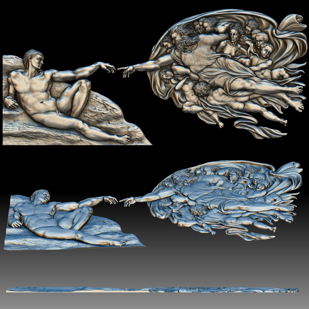 3D Model Creation Of Adam By Michelangelo Art Bas-relief - TurboSquid ...
