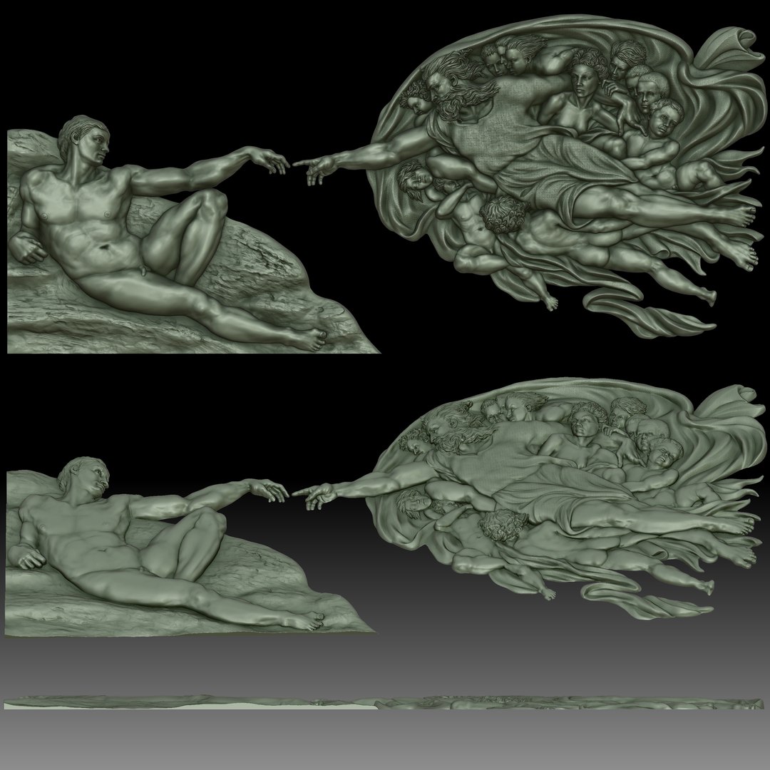 3D Model Creation Of Adam By Michelangelo Art Bas-relief - TurboSquid ...