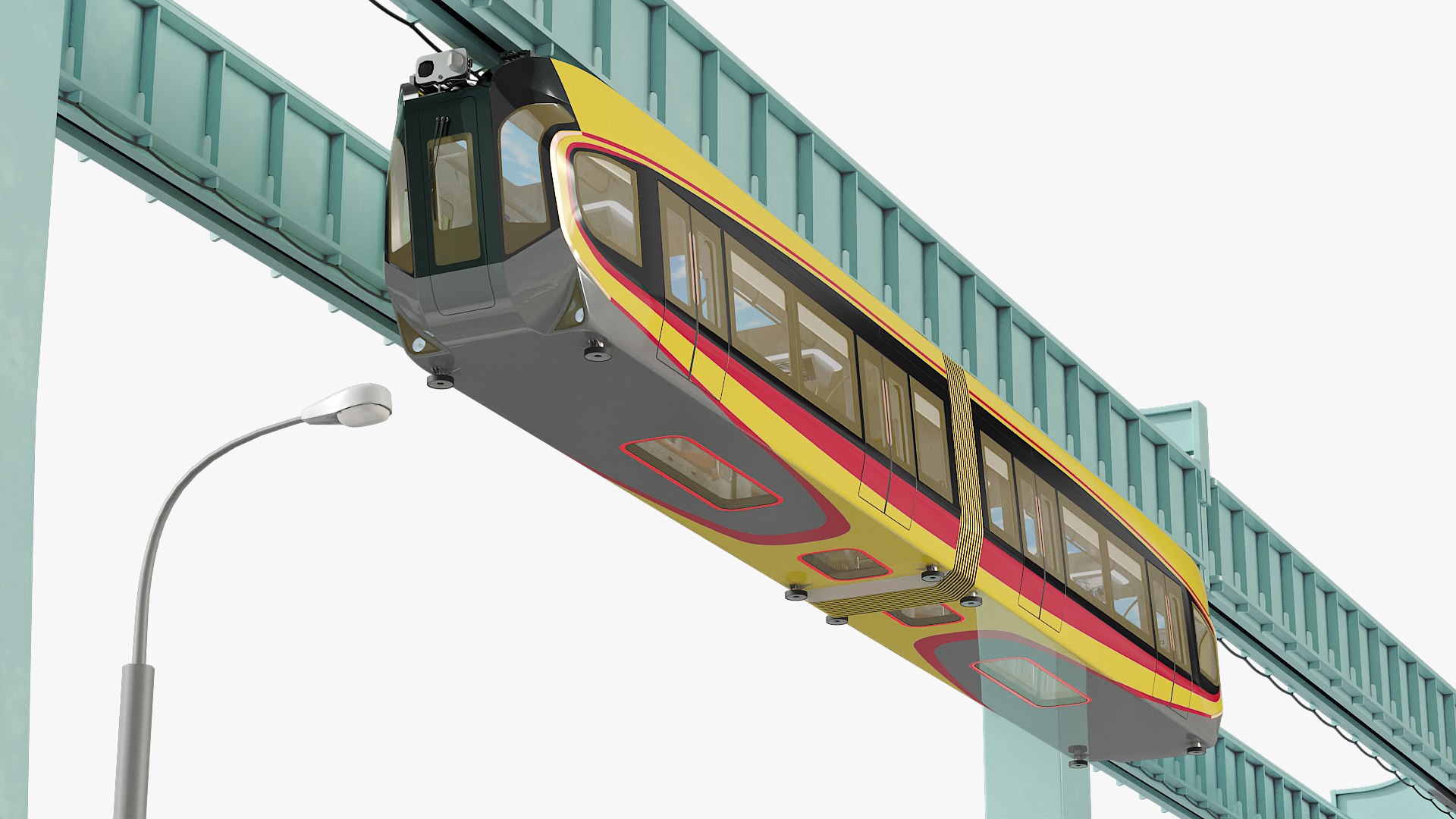 Suspended Monorail Over Urban Road With Cars 3D Model - TurboSquid 2383668
