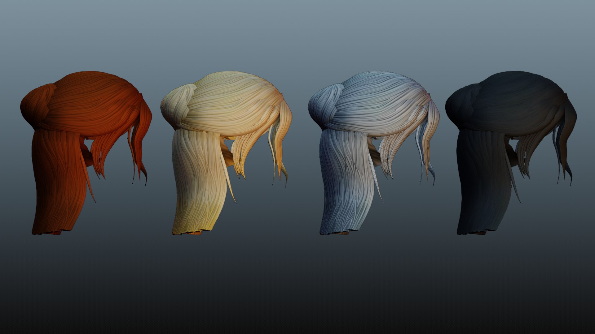 Female Hair Low Poly 4 Colors 3D Model - TurboSquid 2143129