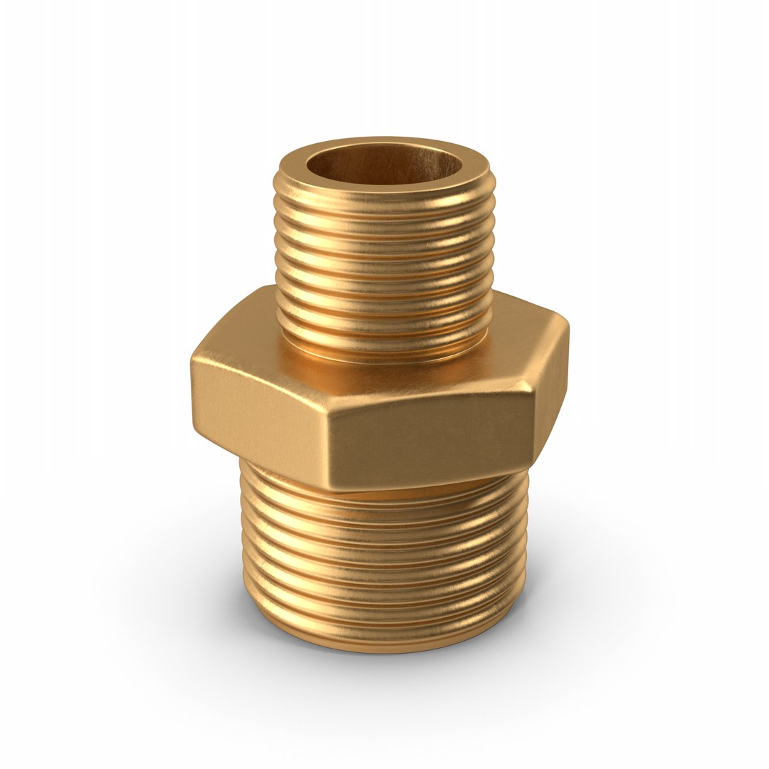 3D Golden Gas Pipe Adapter - TurboSquid 1958018