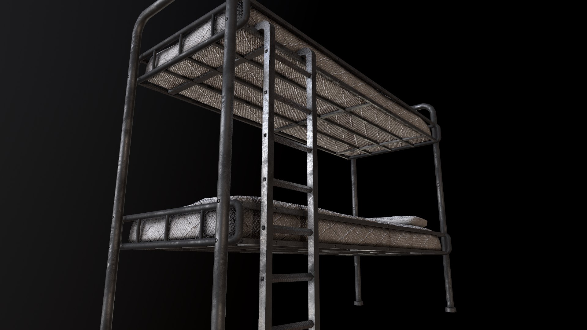 Old Bunk Bed Mattress And Pillows 3D Model - TurboSquid 1745556