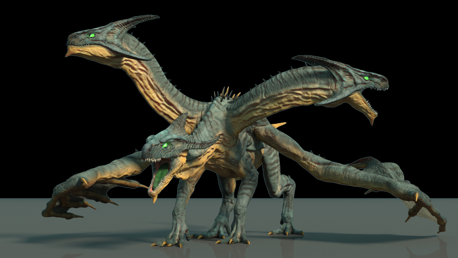 3D three-headed dragon - TurboSquid 1182461
