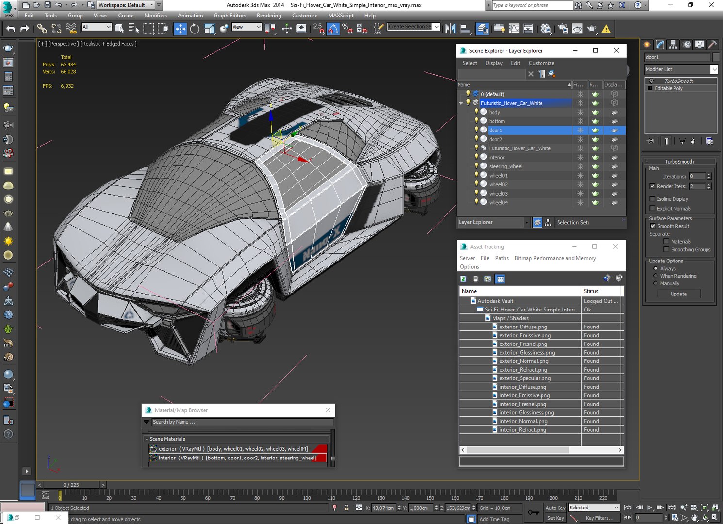 3D Sci-Fi Hover Car White Simple Interior Model - TurboSquid 2118734