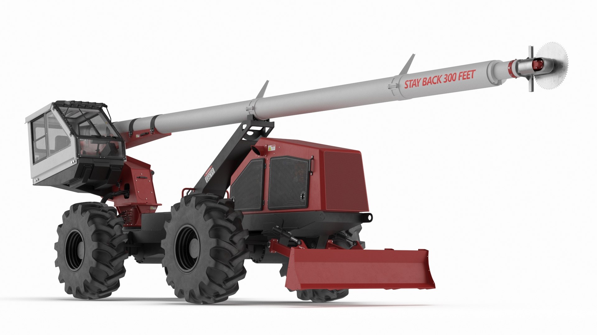 Tree Trimming Machine With Long Telescopic Arm Red Rigged 3D Model ...