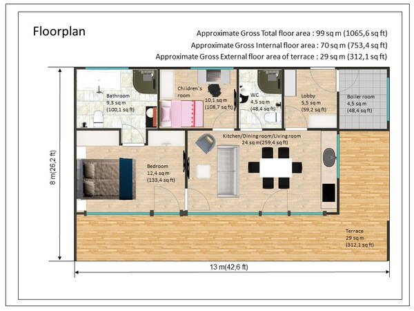 3d modern house 99 sq