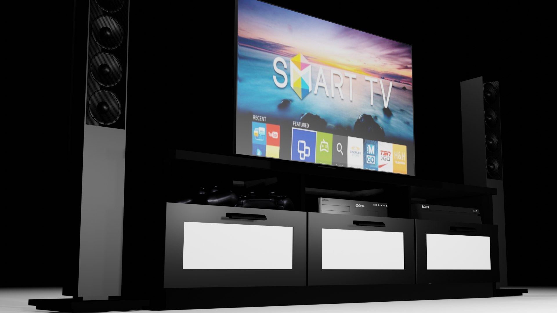 TV Samsung Smart 3D Model With All Devices 3D Model - TurboSquid 1962920