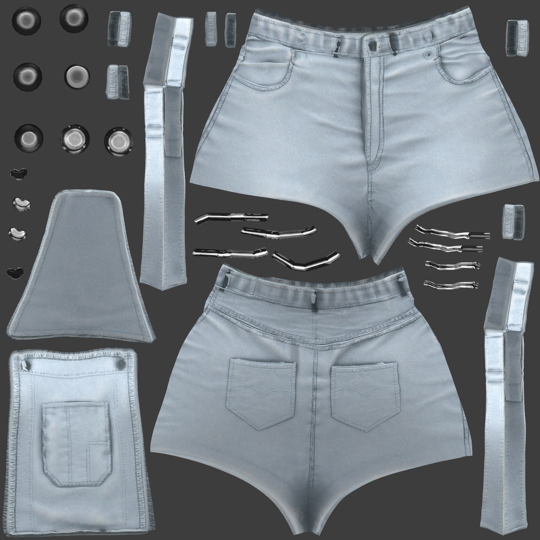 Short Jeans Overalls Model - TurboSquid 1994057