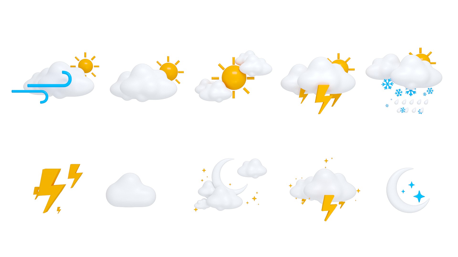 3D Weather Forecast Climate Cloudy To Sunny Sleet Thunder Shower Model ...